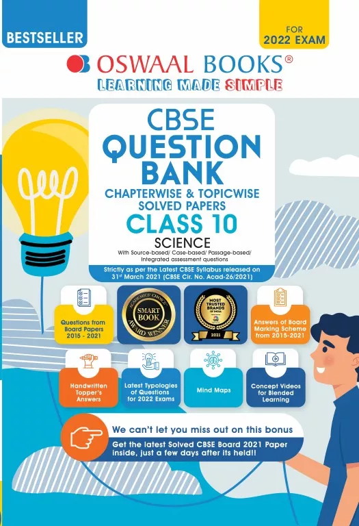 Oswaal CBSE Question Bank Class 10 Science Book Chapter-wise & Topic-wise Includes Objective ...