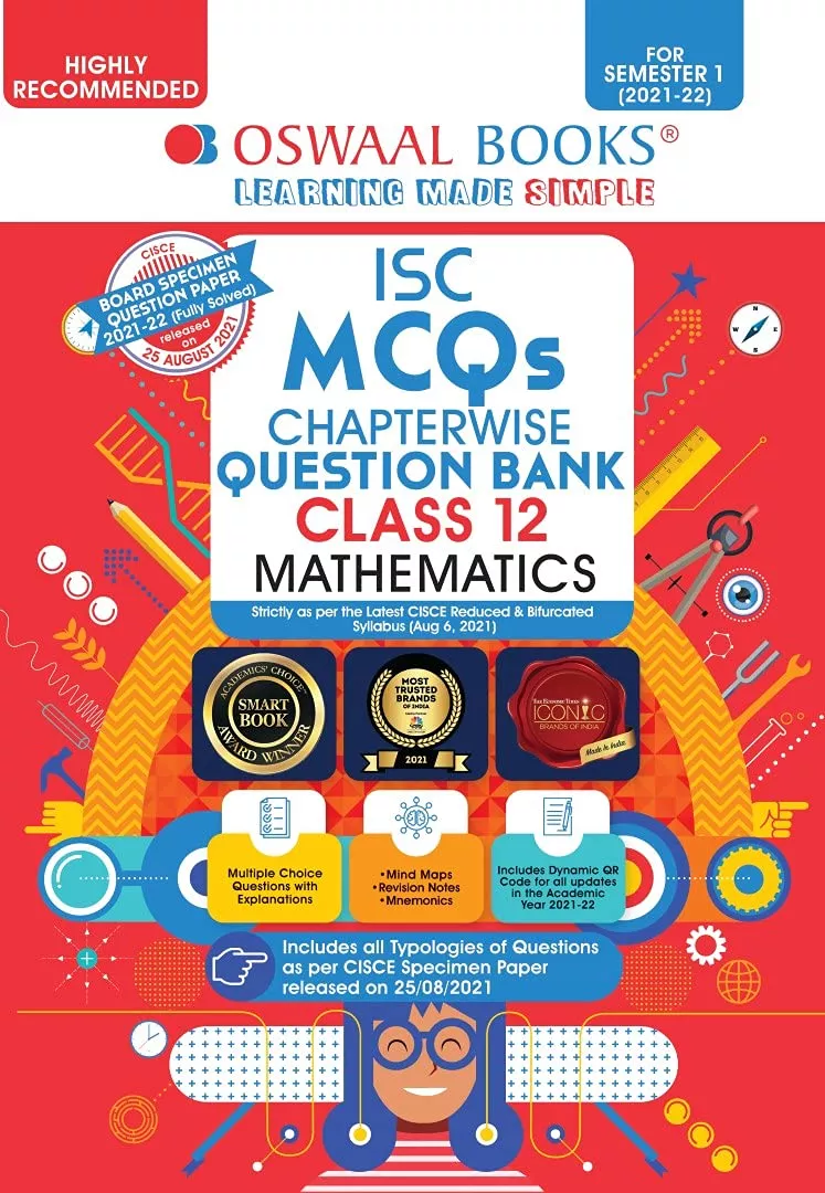 Oswaal ISC MCQs Chapterwise Question Bank Class 12, Mathematics Book ...