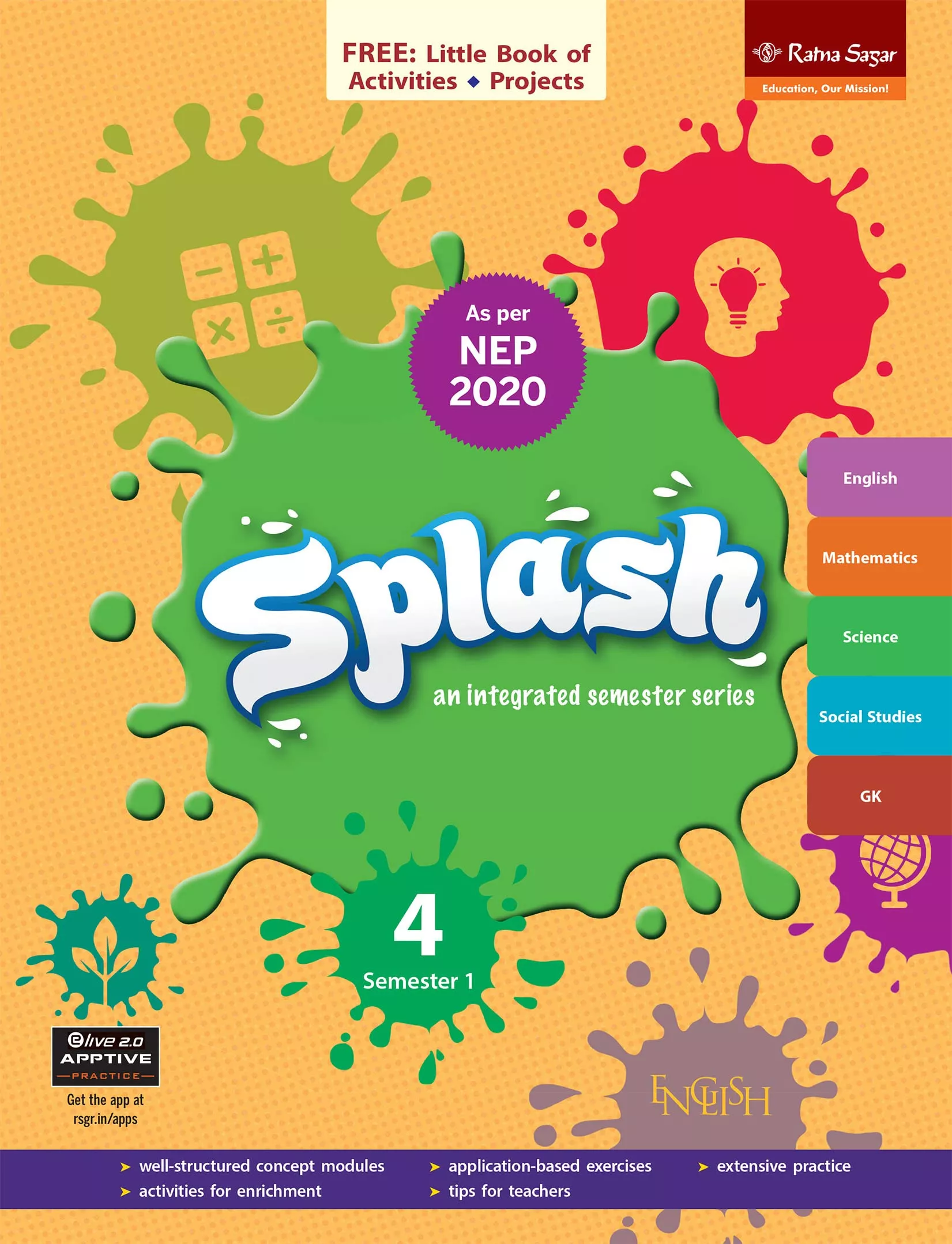 Splash - Semester 1, Semester 2 & Worksheet for Class 4 (Set of 3 Books)